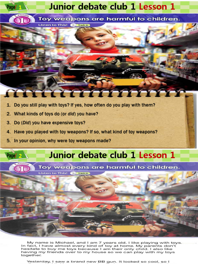Junior Debate Club: Lesson 1 Homework | PDF