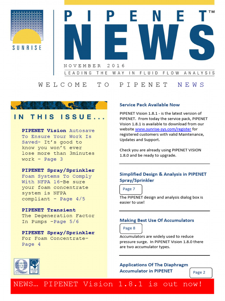 PIPENET News Autumn 2016 Final | PDF | Fire Sprinkler System | Applied ...