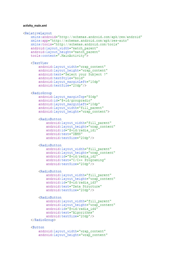 Prog RadioButton | PDF | Android (Operating System) | Linux