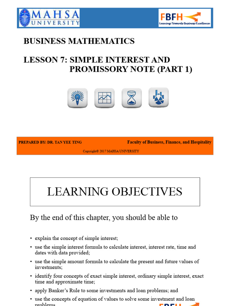 Business Mathematics Lesson 7 Simple Int | PDF | Interest | Loans