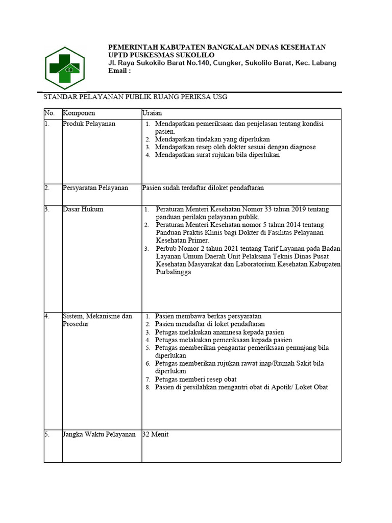 Persyaratan Pelayanan USG Puskesmas | PDF | Kesehatan Holistik | Sains ...