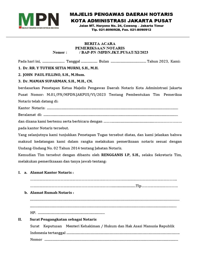 Bap Protokol Notaris | PDF