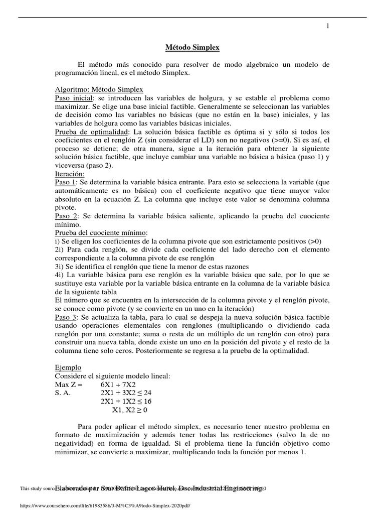 3 M Todo Simplex 2020 PDF | PDF | Análisis | Objetos matemáticos