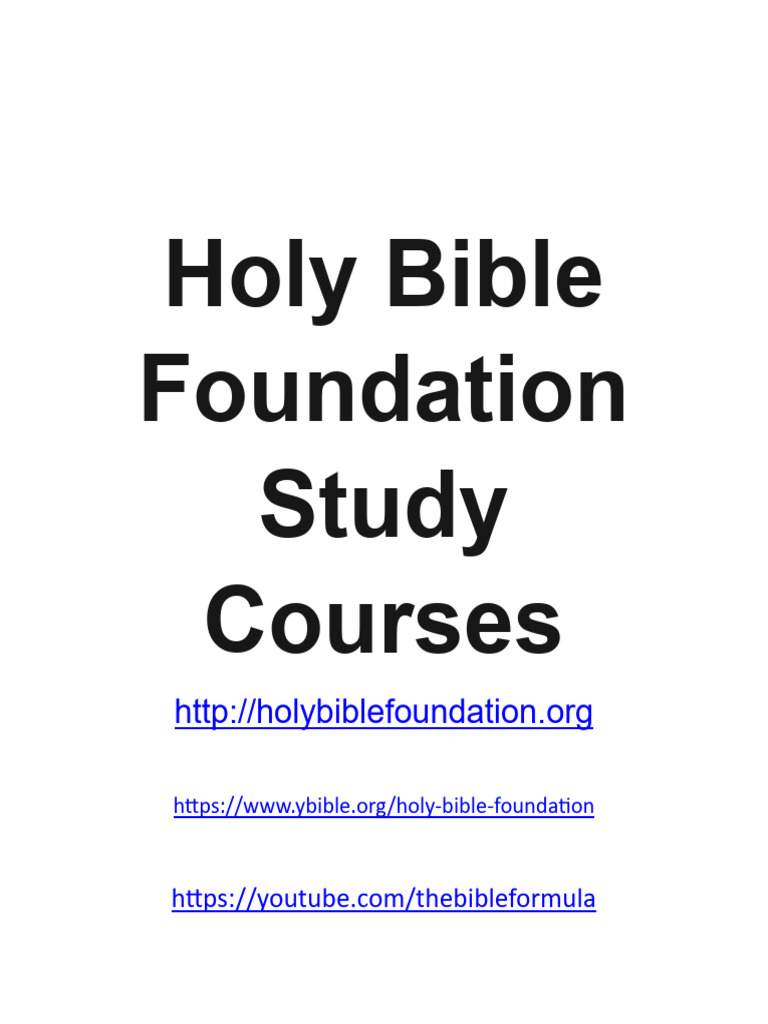 Holy Bible Foundation Study Courses | PDF | Apocrypha | Old Testament