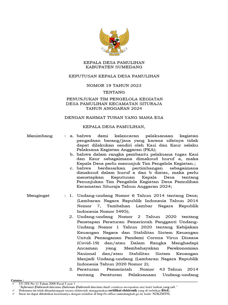 SK TPK Tahun 2024 | PDF