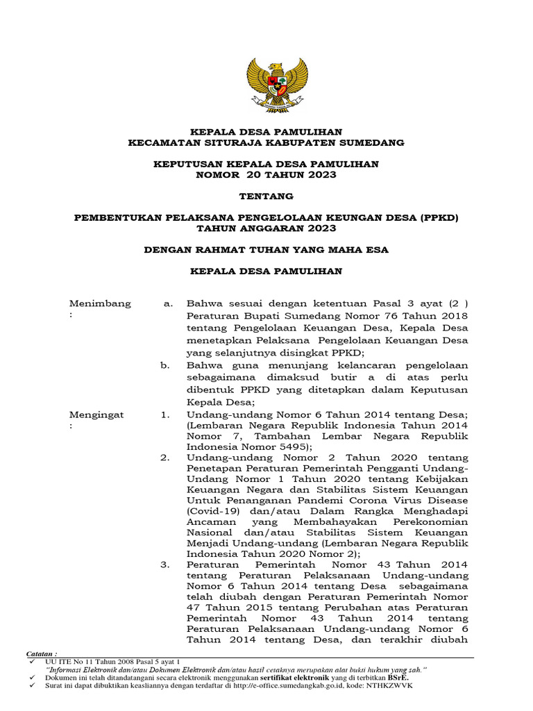 SK PPKD Tahun 2024 | PDF