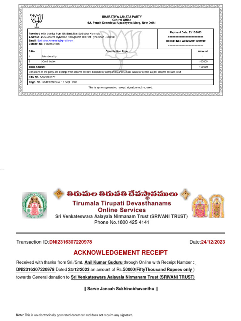 Donation Political Parties | PDF | Receipt | Government
