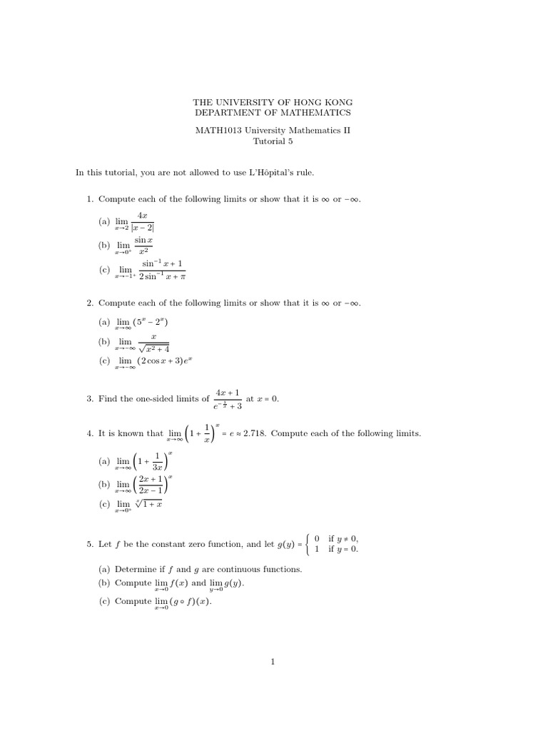 Tutorial 5 | PDF | Mathematics | Calculus
