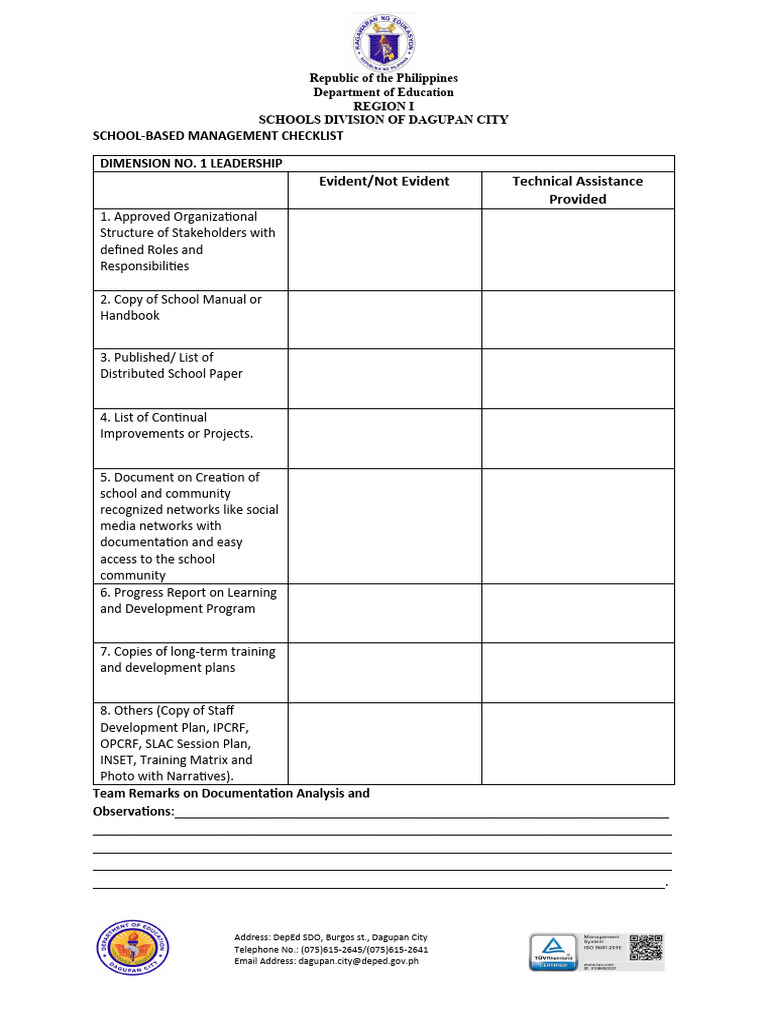 SBM Checklist | PDF