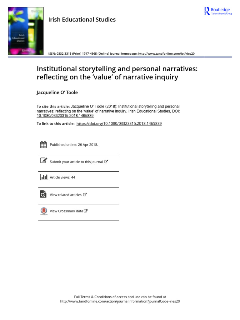 Institutional Storytelling and Personal Narratives: Reflecting On The ...
