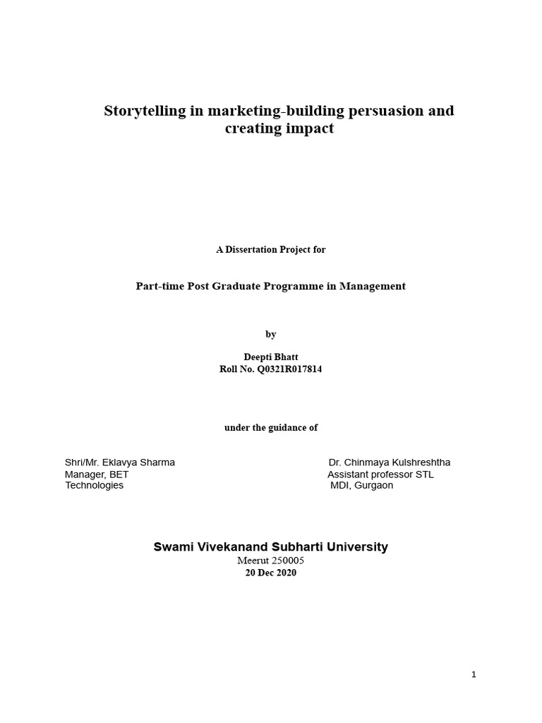 Dissertation - Final Report - 1 | PDF | Storytelling | Narrative