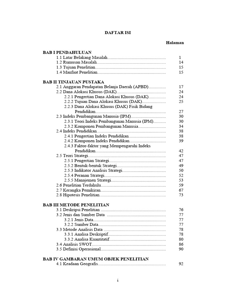 Daftar Isi-Daftar Gambar Doli | PDF