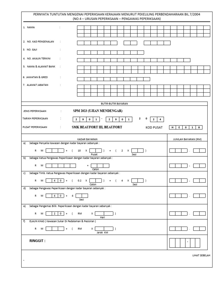 Elaun Pengawas SPM | PDF