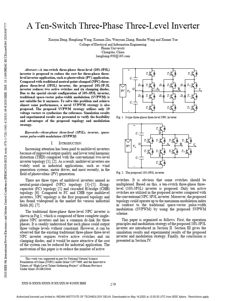 A Ten-Switch Three-Phase Three-Level Inverter | PDF | Power Inverter ...