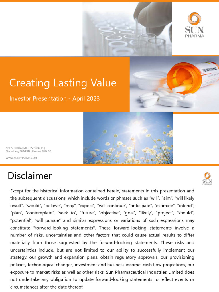 Sun Pharma Corporate Presentation | PDF | Generic Drug | Topical Medication