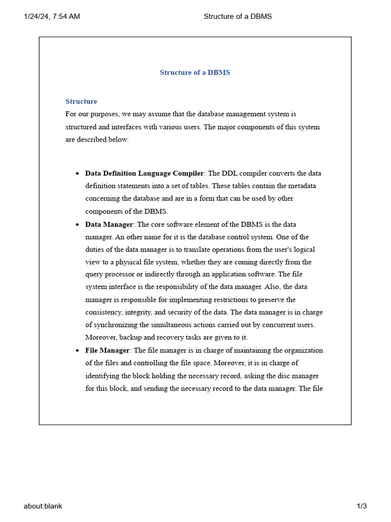Structure Of A Dbms Pdf Databases Computer File