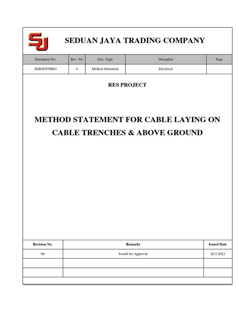Cable Laying Ms | PDF | Personal Protective Equipment | Occupational ...