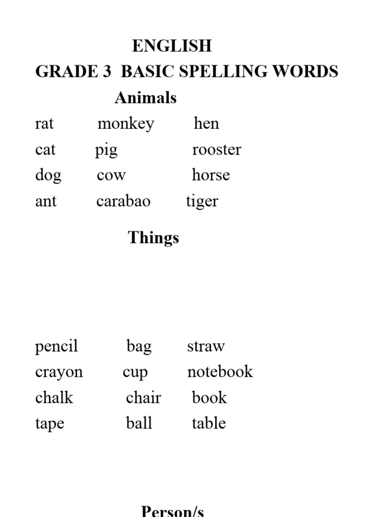 Grade 2 Basic Spelling | PDF