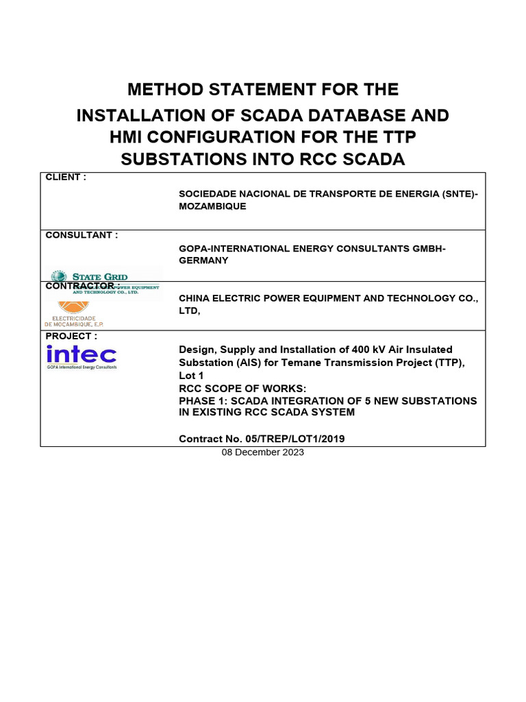 Method Statement For Configuration of The TTP Substations in Scada in The RCC | PDF | Scada ...