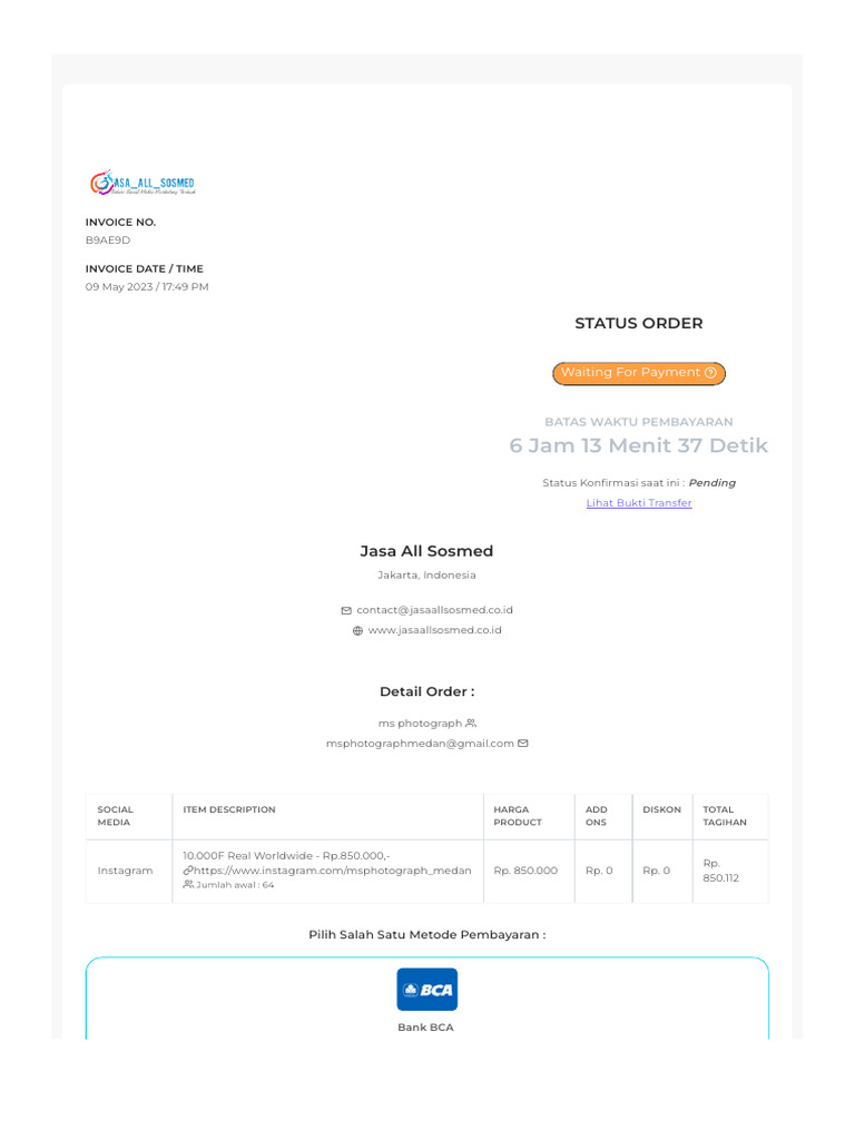 Rincian Invoice | PDF