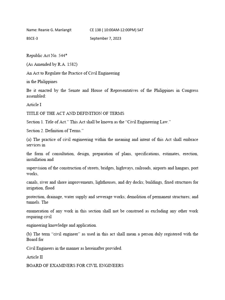 Ce 138 | PDF | Fine (Penalty) | Engineer