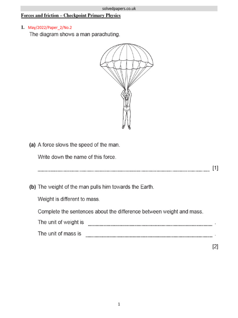 2022 17 Forces and Friction Checkpoint - Primary Physics | PDF | Business