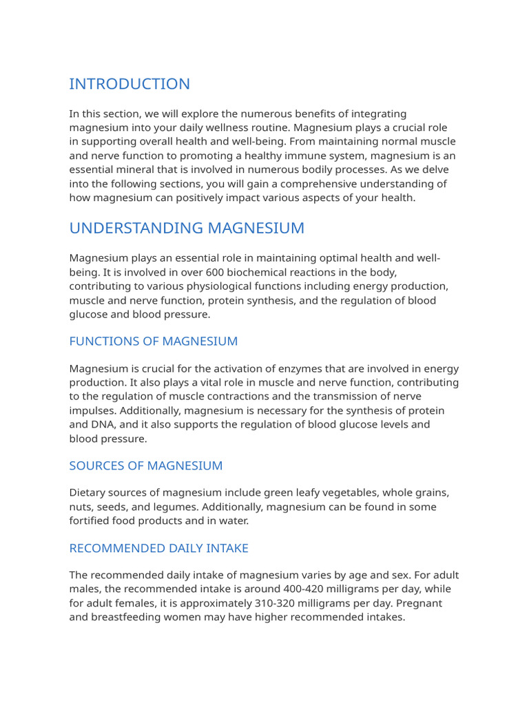 Magnesium for Health Enthusiasts | PDF | Dietary Supplements | Mental ...