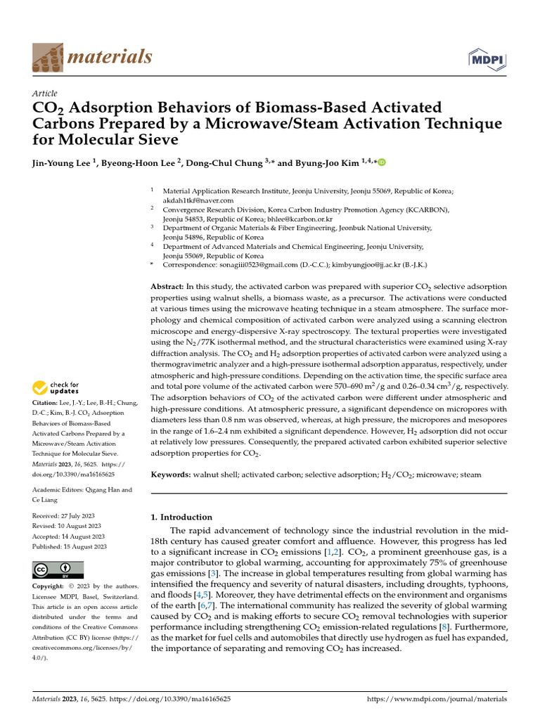 CO2 Adsorption Behaviors of Biomass-Based Activate | PDF | Adsorption ...