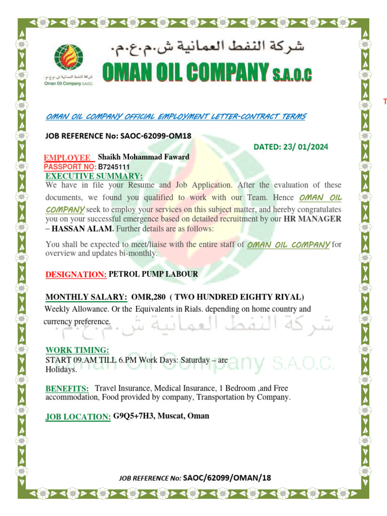 Shaikh Mohammad Faward | PDF | Employment | Salary