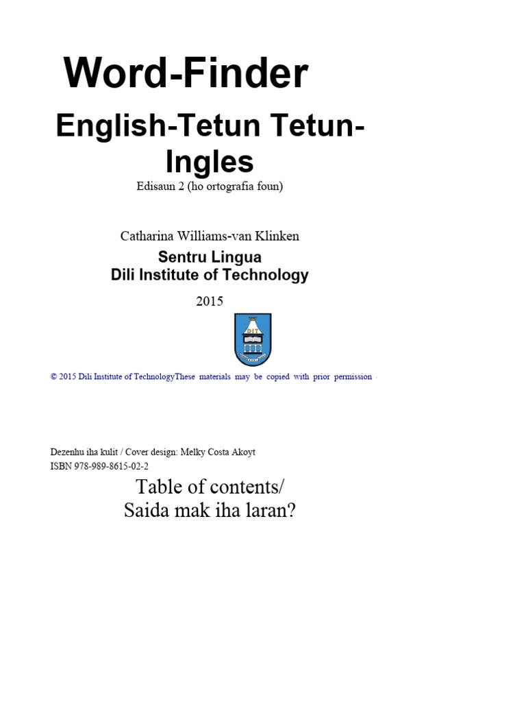 DIT Tetun-English Wordfinder-2 | PDF | Stress (Linguistics) | Linguistics