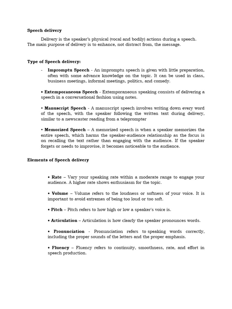 Speech Delivery | PDF | Speech | Learning