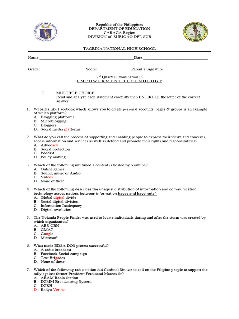 EmpTech 2nd-Quarter Exam | PDF | Educational Technology | Websites