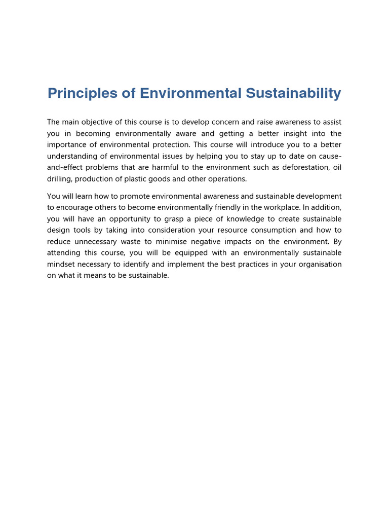 Principles of Environmental Sustainability | PDF | Sustainability ...