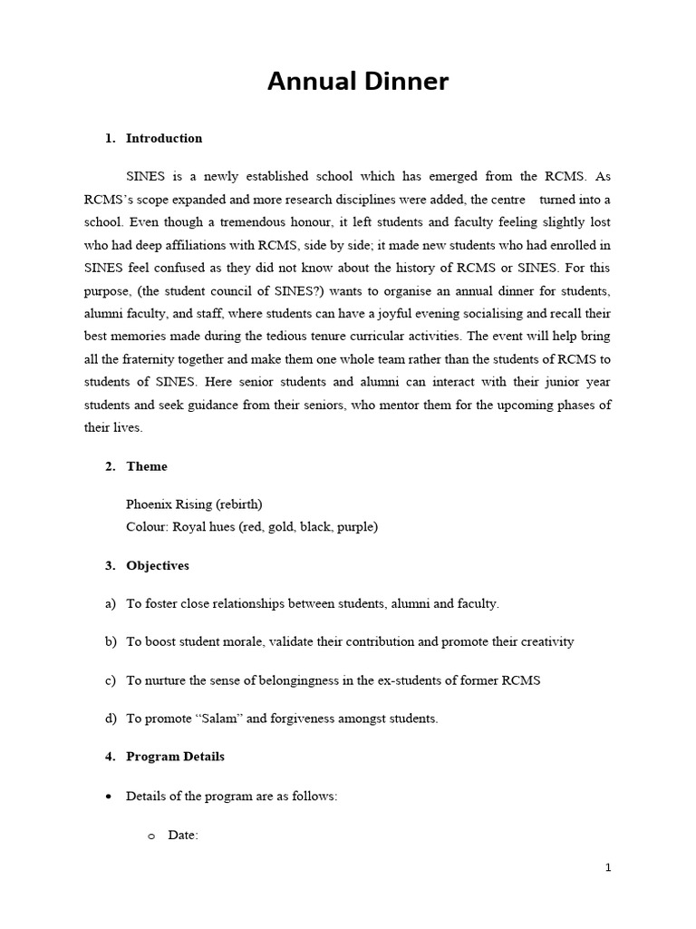 Annual Dinner Plan | PDF