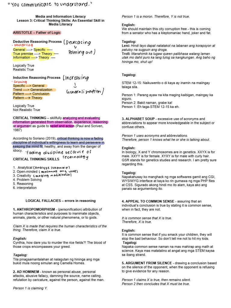 Understanding Logical Fallacies in Media | PDF | Critical Thinking | Reason