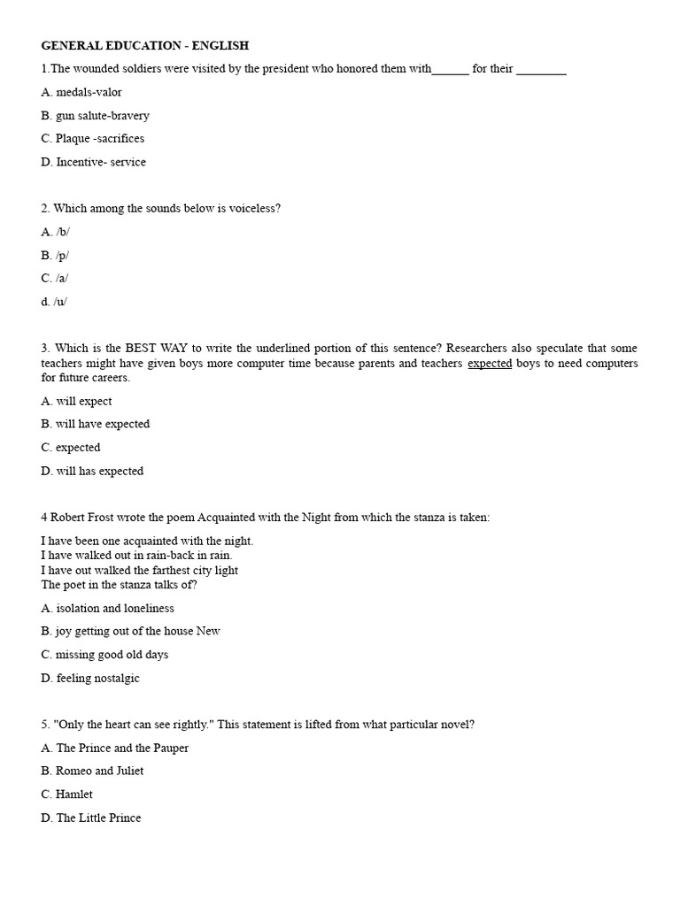 Gen Ed English - Pretest | PDF | Communication | Nonverbal Communication