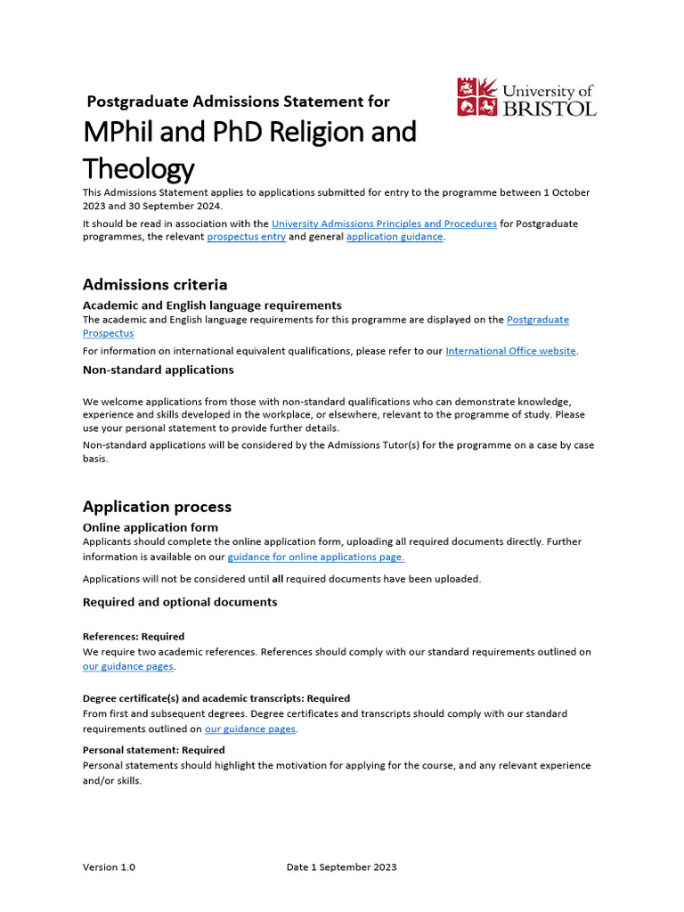 PHD Religion and Theology | PDF | Postgraduate Education | Academic Degree