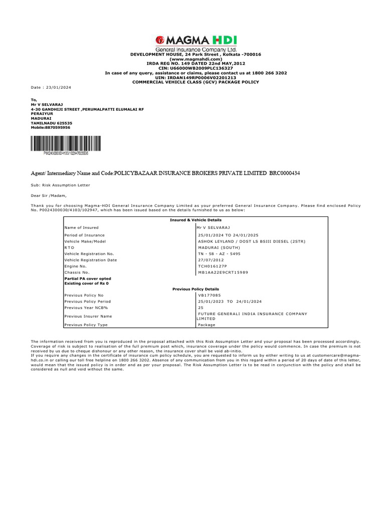 Agent/ Intermediary Name and Code:POLICYBAZAAR INSURANCE BROKERS ...