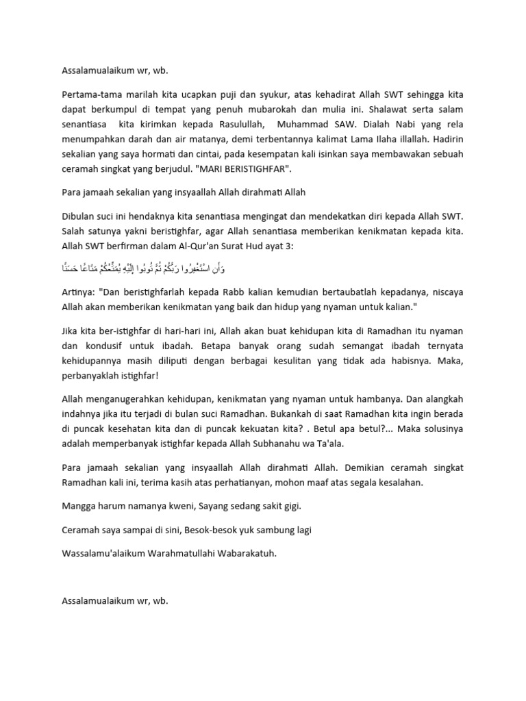 Ceramah 1 | PDF | Agama & Spiritualitas