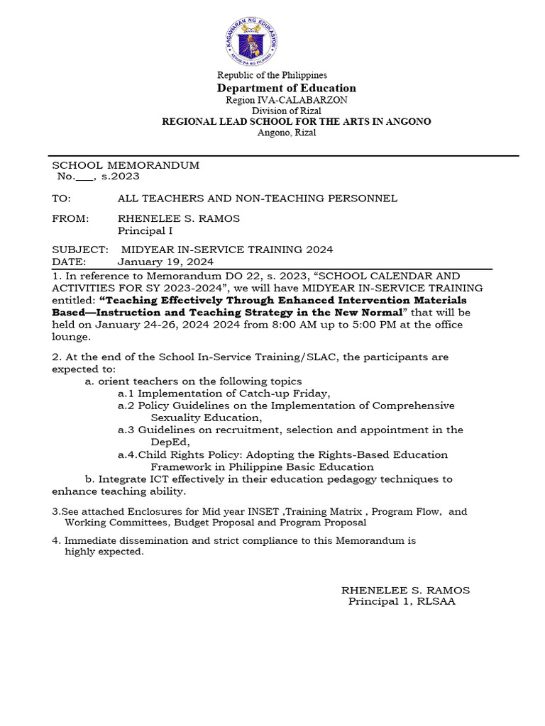 Midyear Inset Rlsaa January 2024 | PDF