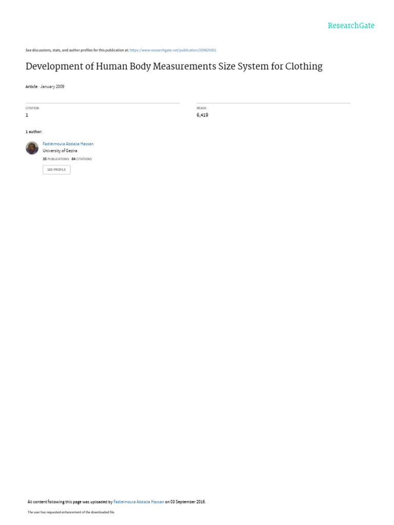 Clothing Measur Ment | PDF | Measurement | Body Image