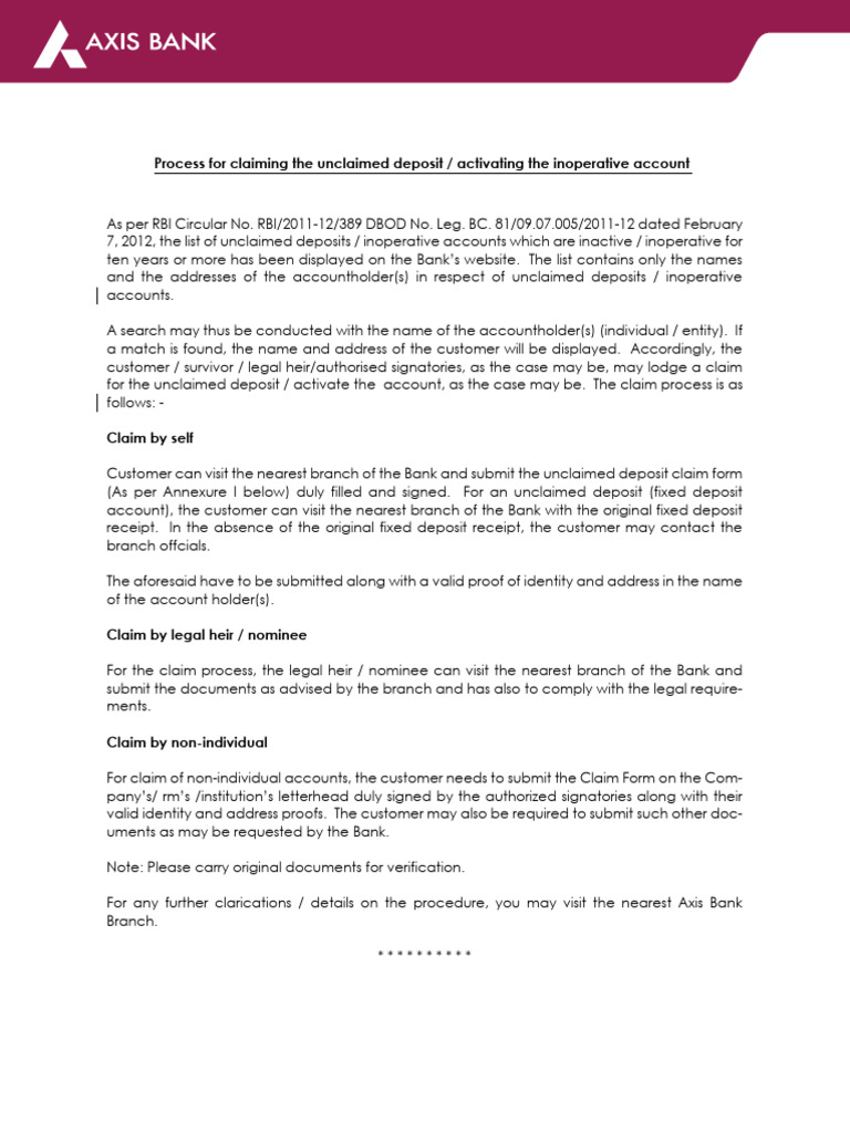 Process Unclaimed Deposits Inoperative Accounts | PDF | Personal Finance | Business