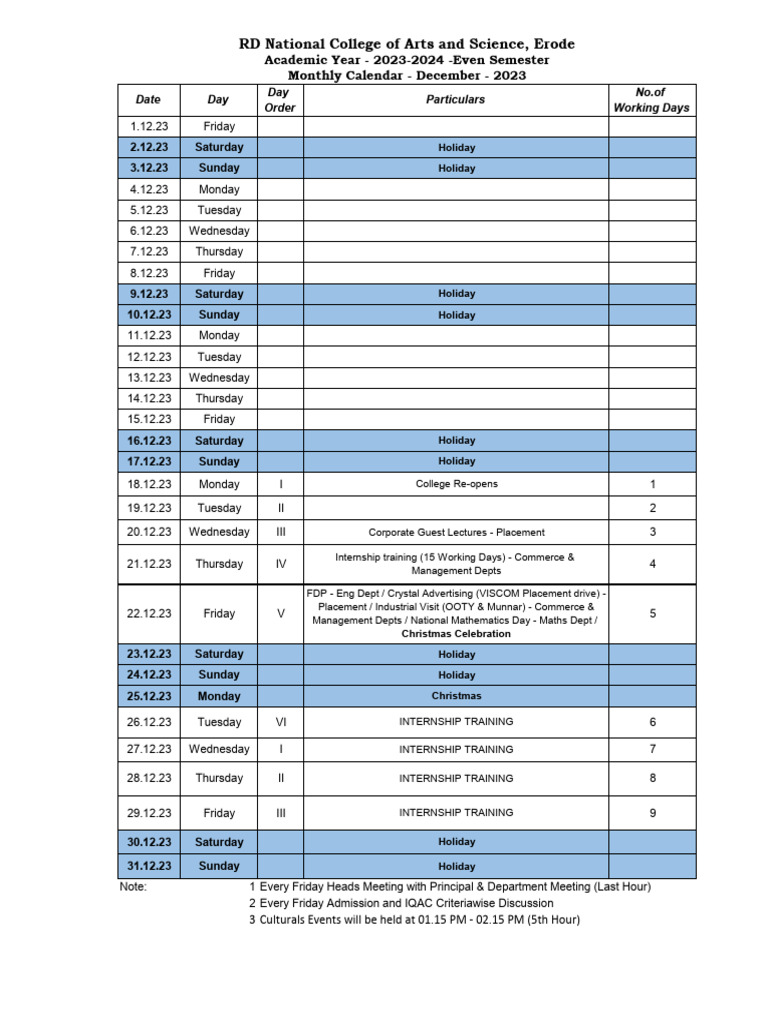 Academic Calender 2023 - 2024 Even Final | Download Free PDF | Academic ...