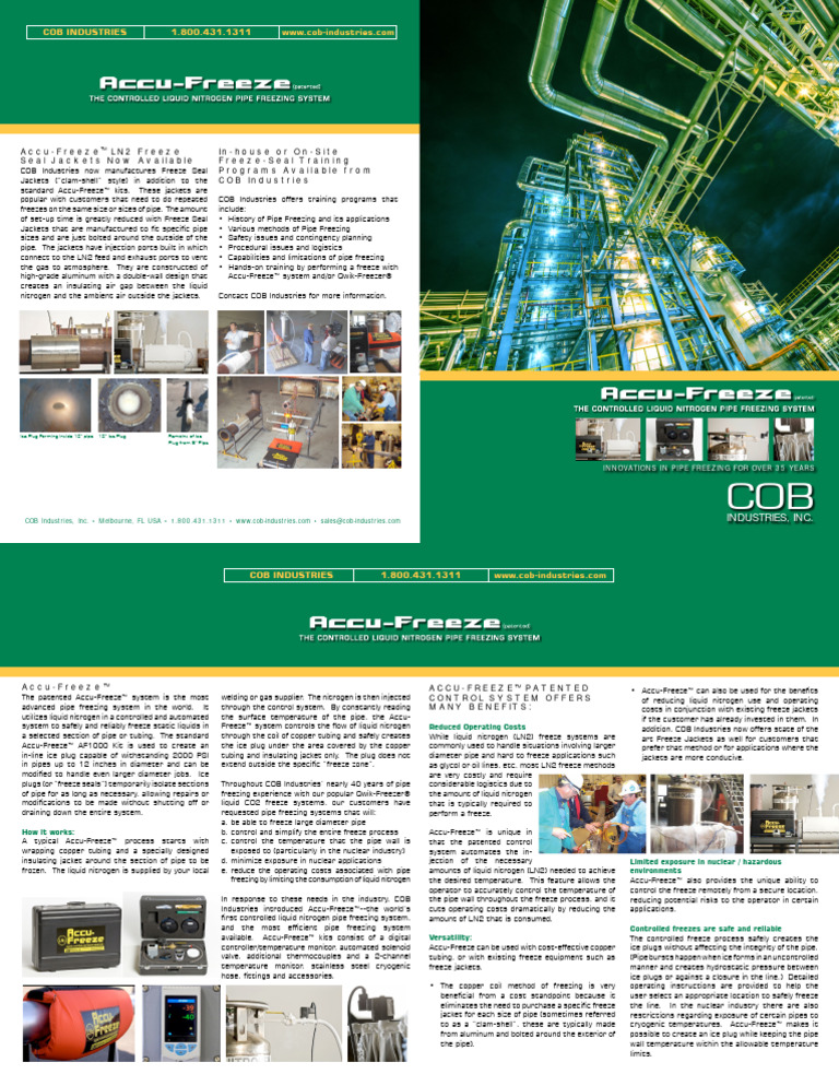 Accu Freeze Brochure | PDF | Pipe (Fluid Conveyance) | Freezing