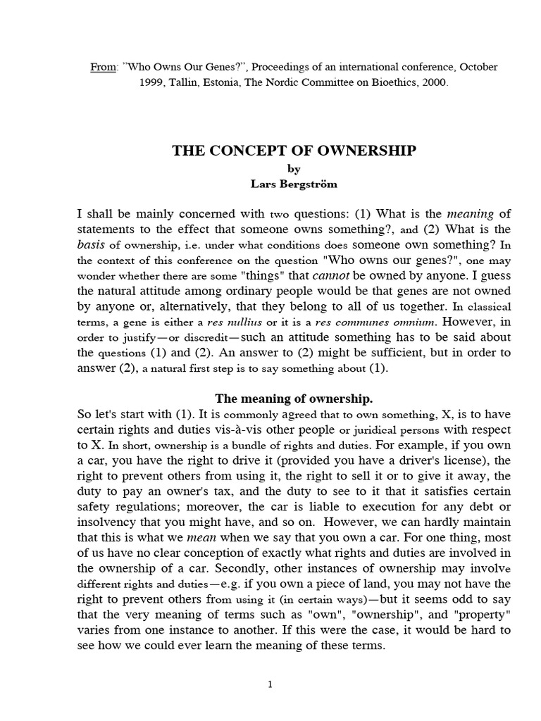 The Concept of Ownership, Lars Bergström | Download Free PDF ...