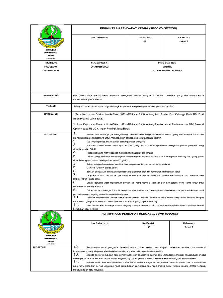 SOP Second Opinion | PDF | Sains & Matematika