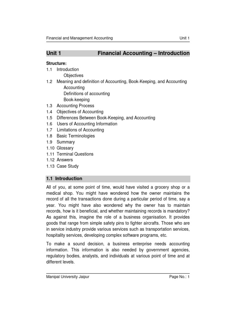 Introduction to Financial Accounting | PDF | Debits And Credits ...