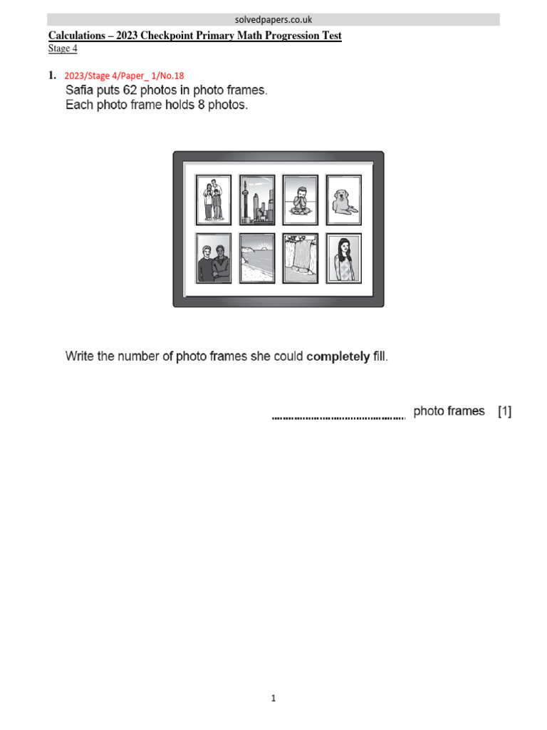 2023-Calculations-Checkpoint Primary Math Progression Stage-4 | PDF