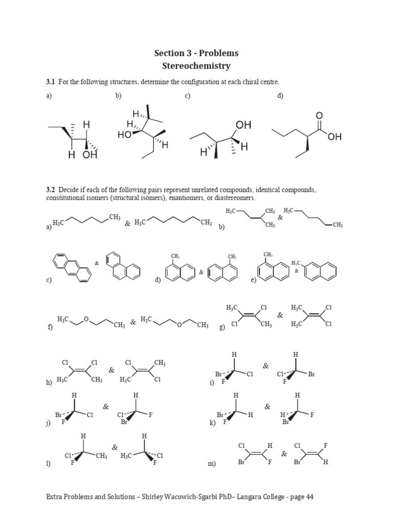 Stereochemistry Study Guide | PDF | Chirality (Chemistry) | Chemistry