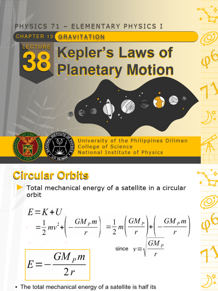 Lecture 38 (Part 2) - Kepler - S Laws of Planetary Motion | PDF | Orbit | Apsis